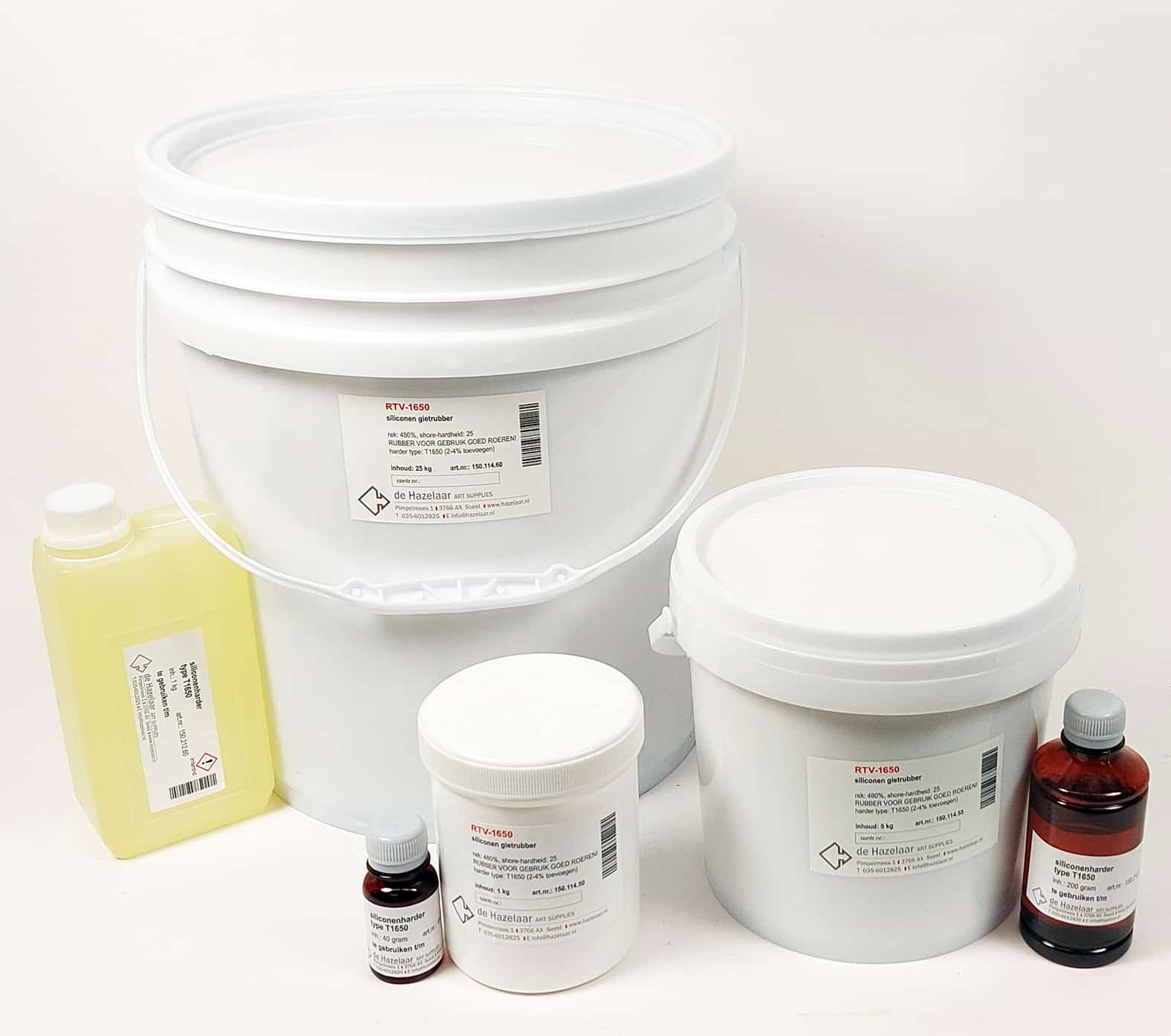 Siliconen gietrubber RTV1650 + harder T1650 ⋆ de Hazelaar